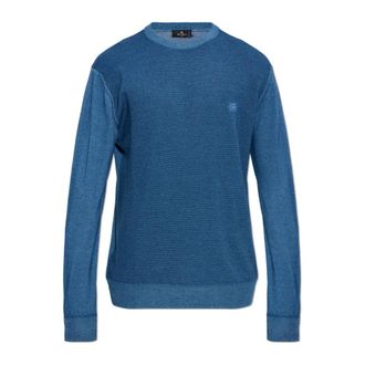 Etro Wollpullover mit besticktem Logo - - Knitwear - Herren - Blau - XL