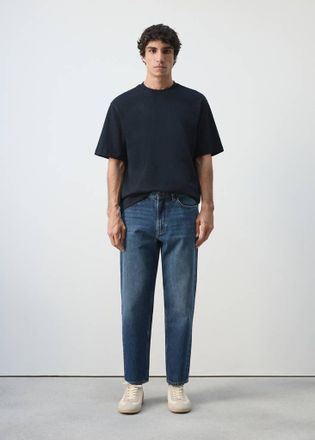 Mango T-shirt heavy weight relaxed fit bleu marine - Homme - XXL - MANGO MAN