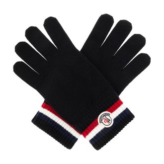 Moncler Gants en Laine Tricolore - Homme - Accessoires - Noir - Taille: M