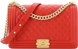 Chanel Boy Flap Bag Quilted Lambskin Old Medium shoulder bag - Rot