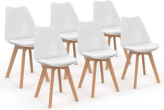IDMarket Set aus 6 skandinavischen Esszimmerstühlen sara in Weiß