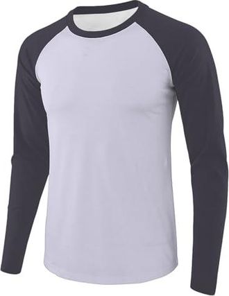 Generic DENGJIAMY Chemise de baseball tendance &agrave; manches longues raglan pour homme - D&eacute;contract&eacute; - Grande taille - Couleurs classiques - Haut dautomne pour ho
