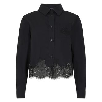 Philipp Plein Popeline Cropped Shirt Lace - - Blouses & Shirts - Damen - Schwarzk - S