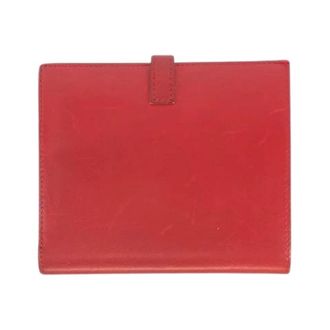 Herm&egrave;s Portefeuille compact en cuir rouge Pre-owned - Femme - Pre-owned - Rouge - Taille: ONE Size
