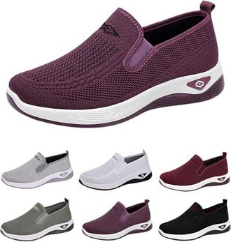 Generic Chaussures de marche &agrave; enfiler pour femme en maille respirante et l&eacute;g&egrave;re - Chaussures orthop&eacute;diques d&eacute;contract&eacute;es - Coupe large - Antid&eacute;rapantes et co