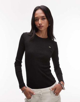 Lacoste T-shirt c&ocirc;tel&eacute; &agrave; manches courtes - Noir