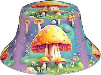 Generic Chapeau De Godet Impression Champignon De R&ecirc;ve Chapeau De P&ecirc;che &Agrave; Large Bord Mode Bonnet Soleil, pour Le Camping, La Randonn&eacute;e, Chasse, 56-58cm