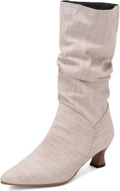 Generic Bottes Femme Métalliques Cuissardes Bout Pointu Talons Aiguilles Hauts Tige Cuir PU Fermeture Éclair Confortables Soirée Club Mode,Rose,37.5 EU