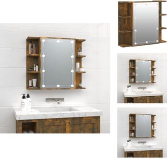 vidaXL Vidaxl - Spiegelschrank mit led R&auml;uchereiche 70x16,5x60 cm - Spiegelschrank - LED-Spiegelschrank - Badezimmerm&ouml;bel - Holzschr&auml;nk - Rauchfarbe