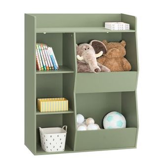 SoBuy Bibliothèque Enfant Rangement Jouet Enfant avec 5 Compartiments Meuble Rangement Jouet Étagère Bibliothèque Porte-revues Vert 80x34x104cm KMB55-K-GR