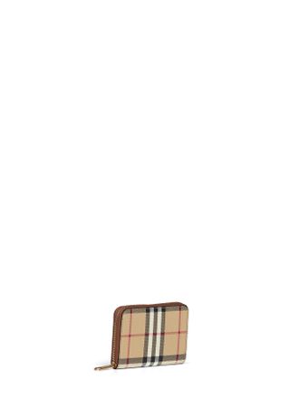 Burberry Womens Zipped Wallet Archive Check Brown Polyurethane & Purses