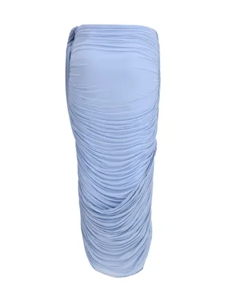 Magda Butrym Womens Draped Midi Skirt Light Blue Cupro; Elastane