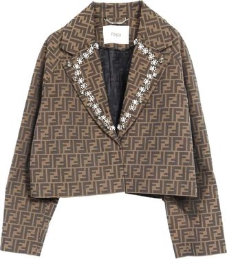 Fendi veste à ornements en cristal - Marron
