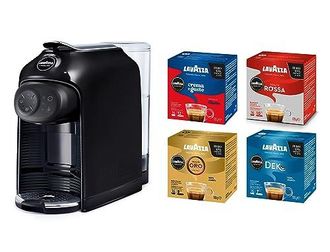LavAzza A Modo Mio Idola Nera Kaffeemaschine mit 64 sortierten Kapseln, kompakte und leise Espressomaschine, 1500 W, 220-240 V, 50/60 Hz, max. Kapazit&auml;t 1,1 L