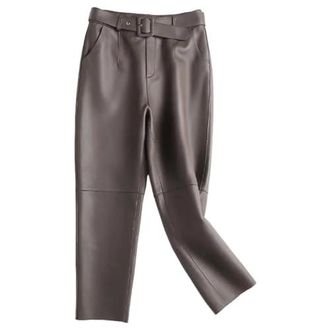 Generic Pantalons en cuir de mouton mince dhiver pour femme, Marron., XL