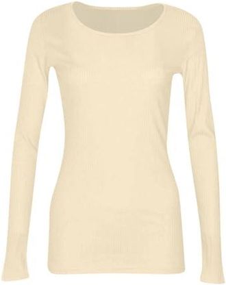 Generic T-shirts pour femme - Hauts dautomne à manches longues - Légers - Col rond - Col rond - Vêtements de voyage tendance - Col haut - Chemisier à manches 