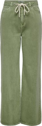 Only Damen Onlsilla Mw Wide String Pant PNT Hose, Oil Green, (L) W x 32L