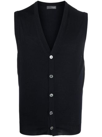 Drumohr gilet en laine m&eacute;rinos - Bleu