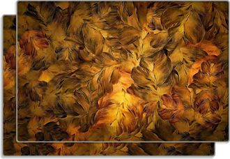 Wallario 2er Set Fr&uuml;hst&uuml;cksbrettchen aus Glas, Glasunterlage, Glasbrettchen Goldene Bl&auml;tter in &Ouml;lfarben, Gr&ouml;&szlig;e 30 x 20 cm, Sicherheitsglas