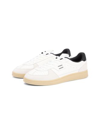 Tommy Jeans Sneaker TOMMY JEANS THE GREENWICH EDGE M LEATHER, Herren, Gr. 46, ecru, schwarz, Leder, Veloursleder, kontrastfarbene Details, Schuhe Sneaker, Freizei