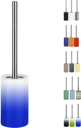 Spirella Tube Bürste Toilettenbürste Klobürste WC Garnitur aus Porzellan, Edelstahl, Blau/Weiß