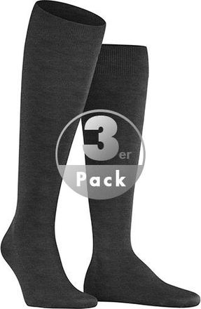 Falke Herren Kniestrümpfe grau Mikrofaser unifarben