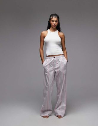 Tommy Hilfiger Heritage - Pantalon de pyjama ray&eacute; en popeline - Rose