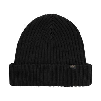 Paul & Shark Bonnet en laine c&ocirc;tel&eacute;e - Homme - Accessoires - Noir - Taille: ONE Size