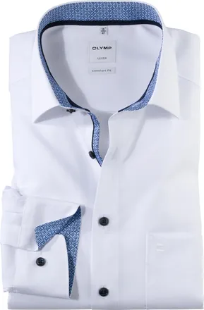 Olymp Businesshemd OLYMP Luxor comfort fit, Herren, Gr. 40, N-Gr, wei&szlig; (wei&szlig; blau), Web, Obermaterial: 100% Baumwolle, kontrastfarbene Details, comfort fit,