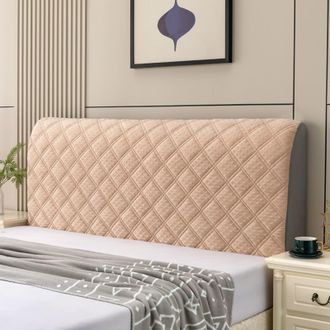 Generic Elastischer Samt-Quilt Kopfteilbezug, Haustierfreundlicher Kopfteilbezug f&uuml;r Doppelbett, Kratzfester Staubschutzbezug f&uuml;r Schlafzimmer Dekoration Beig