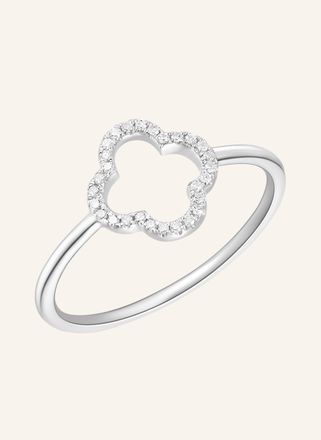Leaf Ring Kleeblatt Aus 18 Karat Wei&szlig;gold Mit Diamanten silber