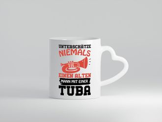 Generic Alter Mann mit Tuba | Tubaspieler Tasse | Musiker Witz - Herzhenkel Tasse - Kaffeetasse/Geschenk/Familie