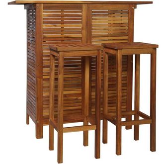 vidaXL Table et chaises de bar 3 pcs Bois dacacia massif Vidaxl