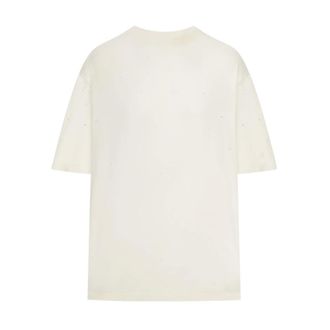 Golden Goose Femme, Tops, Blanc, Taille: 36 FR T-shirt en coton avec imprim&eacute; au dos et manches courtes