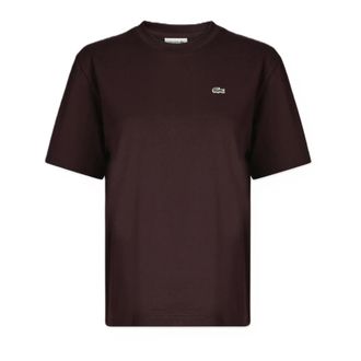 Lacoste T-shirt en coton doux coupe d&eacute;contract&eacute;e - Femme - Tops - Brun - Taille: 38 FR