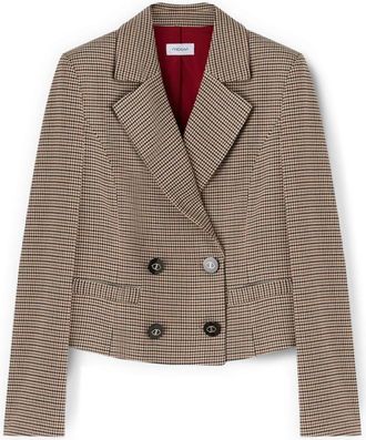 Motivi Femme, Vestes, Beige, Taille: 40 FR Veste courte crois&eacute;e &agrave; motif pied-de-poule