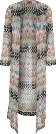 Missoni Femme, Pulls, Multicolore, Taille: 38 FR Cardigan long en coton et viscose lam&eacute; avec motif de dentelle
