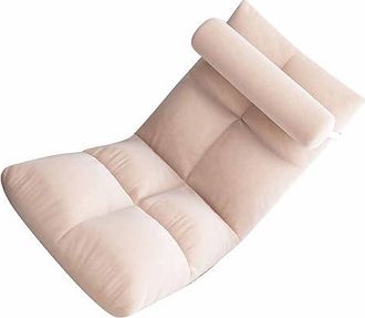 Generic HEEPDD Chaise de Canap&eacute; Pliante avec Support Dorsal, Chaise de Jeu au Sol R&eacute;glable, Flanelle, Cadre en M&eacute;tal, Conception 8 Grilles, Blanc