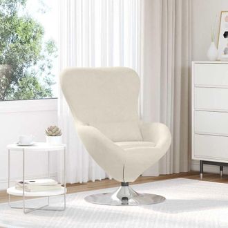 vidaXL Fauteuil oeuf Cr&egrave;me 63 x 73 x 90 cm Velours Vidaxl