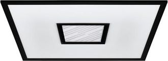 Eglo LED Deckenleuchte Bordonara, dimmbare Deckenlampe mit Fernbedienung, quadratische Deckenbeleuchtung aus Metall in Schwarz und Kunststoff in Weiß, warm