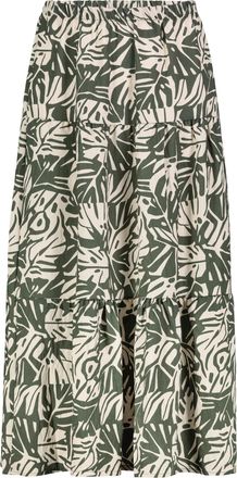 Sublevel Damen Maxi Rock Gemustert lang Sommerrock Middle-Green L/XL
