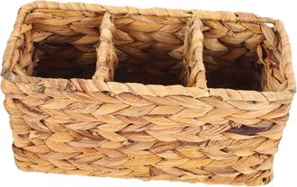 Soimiss Geflochtener Aufbewahrungskorb Fach Unterteilt Handgefertigt Vielseitig für Bad Büro Wohnzimmer Toilettenpapier und Kosmetik Natürliches Material Ordn