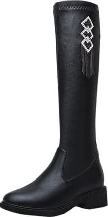 Generic Bottes dhiver élégantes robustes avec fermeture éclair latérale à lAutomne Hiver pour Femmes Bottes Hautes au-dessus du Genou Talons Épinglés, gris fo
