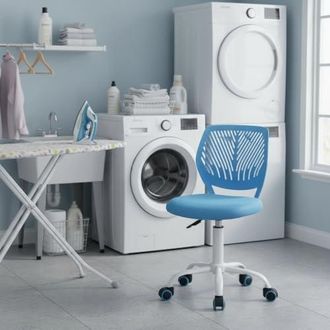 Furniture R Bügelhocker ergonomisch, höhenverstellbar, ohne Armlehnen, Netzrückenlehne, Sitzfläche 38x40cm, Rückenlehne 32cm, 130kg belastbar, Metallfuß mit Rolle