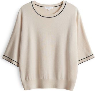 OPUS Strickpullover Prepi aus Viskose Mix Regular Fit kurzer Fledermaus&auml;rmel, weicher Griff, kontrastreiche N&auml;hte