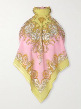 Versace Haut Dos Nu En Georgette Imprim&eacute;e - Jaune