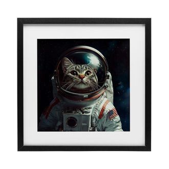 Stupell Industries Catstronaut Cat Astronaut Grau gerahmter Druck unter Glas, Design von Jim Baldwin, 40,6 x 40,6 cm