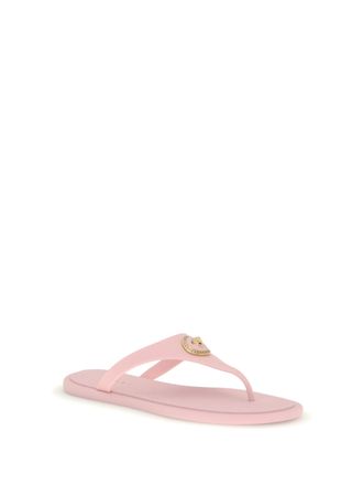 Versace Womens Rubber Thong Sandals Pastel Pink Versace Gold
