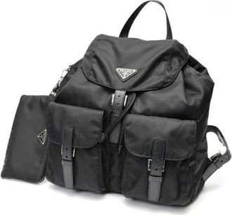 Prada unisex, Pre-owned, Noir, Taille: ONE Size Sac &agrave; dos en tissu Pre-owned