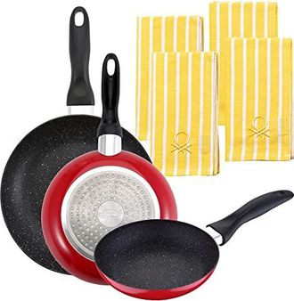 San Ignacio Packung mit 3 Bratpfannen, Durchmesser 16 cm, Durchmesser 20 cm, Durchmesser 24 cm, Gelb